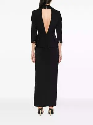 Elisabetta Franchi Peplum Waist Shawl-lapel Dress