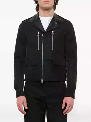 LANVIN Leather-trim Zip-up Jacket - Black