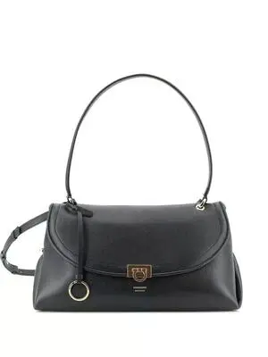 FERRAGAMO Gancini Pebbled-leather Shoulder Bag - Black