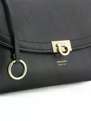 FERRAGAMO Gancini Pebbled-leather Shoulder Bag