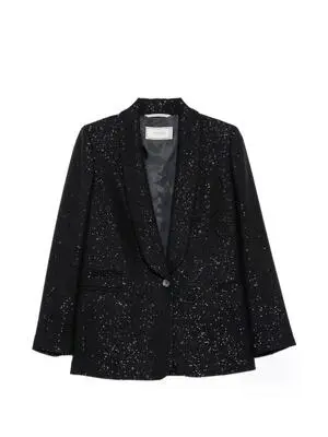 Peserico Embellished Shawl Lapel Blazer - Black