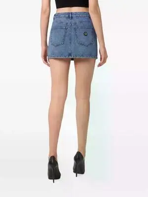 Philipp Plein Denim Mini Skirt Rose Strass