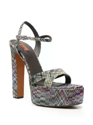 Missoni Zigzag-knit Heeled Sandals - Blue