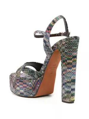 Missoni Zigzag-knit Heeled Sandals - Blue
