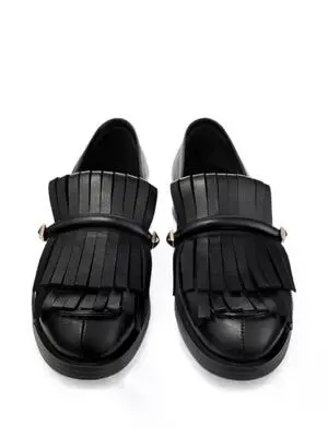 JIMMY CHOO Eska Loafers With Fringe Detailing