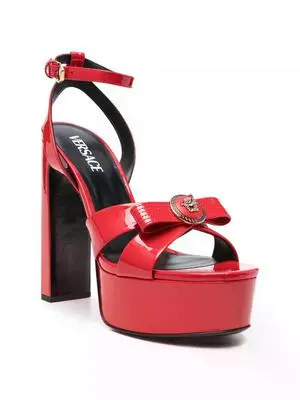 Versace Patent Leather Bow Detail Platform Sandals