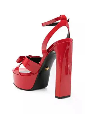 Versace Patent Leather Bow Detail Platform Sandals