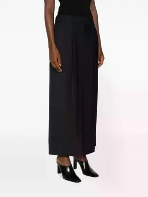 Peserico Pleated Front-slit Long Skirt