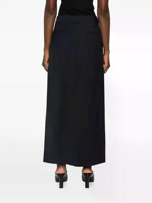 Peserico Pleated Front-slit Long Skirt