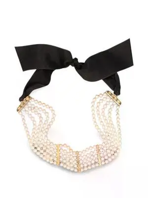 Vintage Multi-strand Bow-fastening Choker Necklace