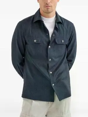 Brunello Cucinelli Virgin-wool Flannel Overshirt With Spread-collar And Chest-pockets