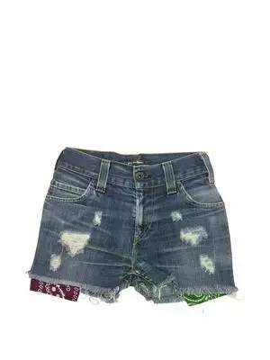 HTC LOS ANGELES Distressed Bandana-insert Shorts - Blue