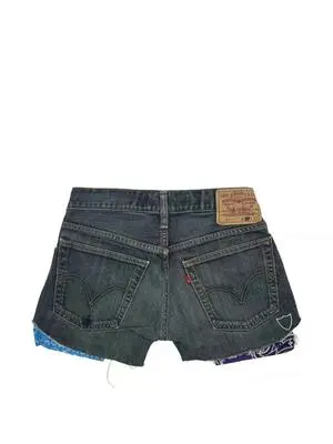HTC LOS ANGELES Distressed Bandana-insert Denim Shorts