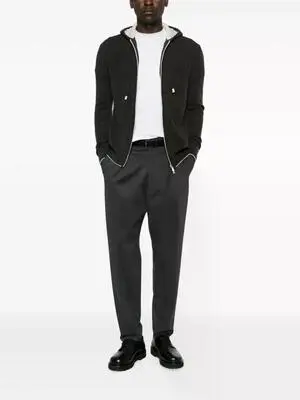 Eleventy Ribbed-knit Zip-up Hoodie - Black