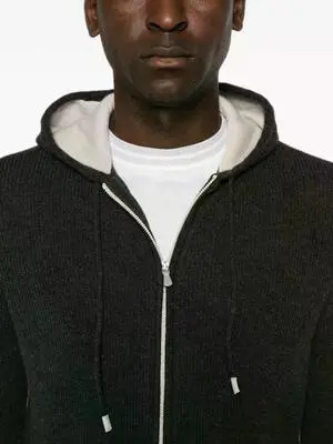 Eleventy Ribbed-knit Zip-up Hoodie