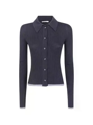 NUUR Ribbed-knit Button-up Shirt - Blue