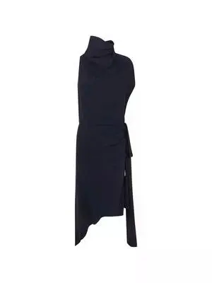 N°21 Draped Asymmetric Midi Dress - Blue