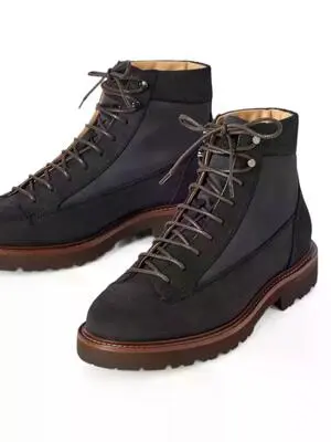 Brunello Cucinelli Suede And Technical Fabric Lace-up Urban Outdoor Boots