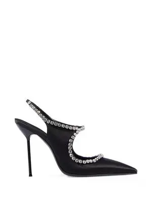 Paris Texas Lidia Mary Jane Crystal Heeled Pumps - Black