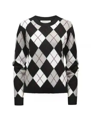 LISA YANG Argyle Knit Cashmere Sweater - Black