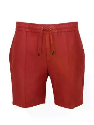 Isaia Drawstring Pintuck Shorts - Red
