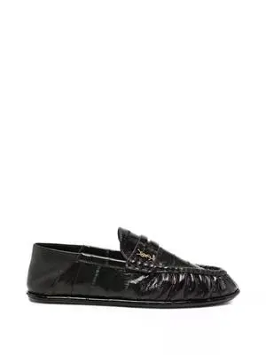 Saint Laurent Crocodile-effect Loafers - Brown