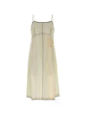 Prada Striped Bow-detail Dress - Neutrals