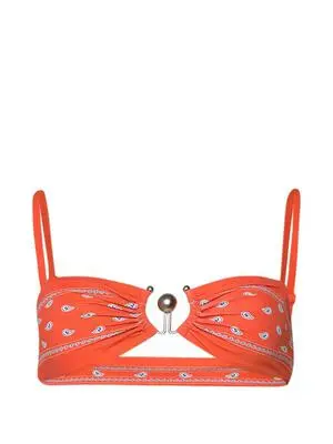 Christopher Esber Ruched Orbit Bandeau Bikini Top - Orange