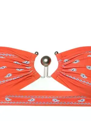 Christopher Esber Ruched Orbit Bandeau Bikini Top - Orange