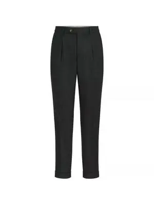 Brunello Cucinelli Virgin-wool Mouliné Twill Trousers With Pleat - Grey
