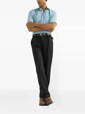 Brunello Cucinelli Virgin Wool Mouliné Twill Trousers With Pleats