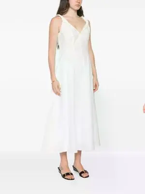 RÓHE Twisted Shoulder V-neck Dress