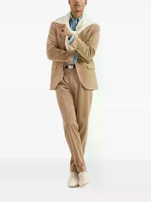 Brunello Cucinelli Comfort Cotton And Cashmere Corduroy Trousers With Pleat - Neutrals