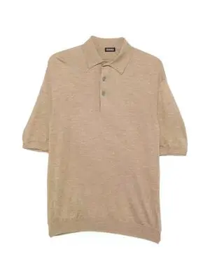Zegna Short-sleeve Knitted Polo Sweater - Neutrals