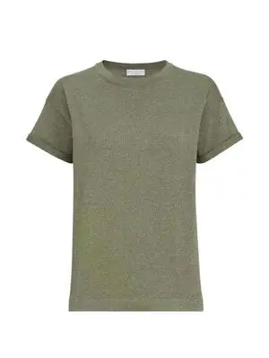 Brunello Cucinelli Sparkling Cashmere And Silk Lightweight Knit T-shirt - Green