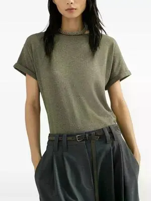 Brunello Cucinelli Sparkling Cashmere And Silk Lightweight Knit T-shirt - Green