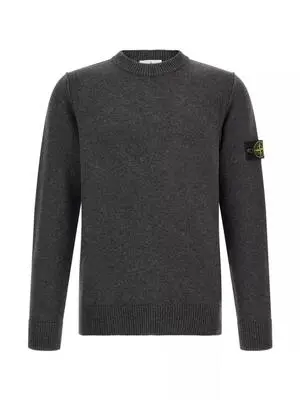Stone Island Logo Patch Wool Sweater - Grey