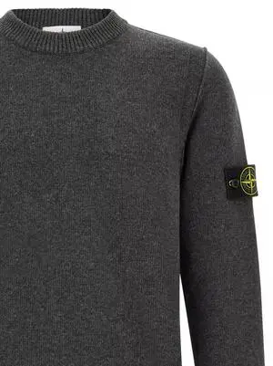 Stone Island Logo Patch Wool Sweater - Grey