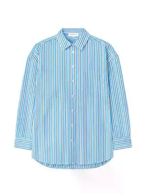 THE FRANKIE SHOP Oana Cotton Padded Shirt Multi Stripe - Blue