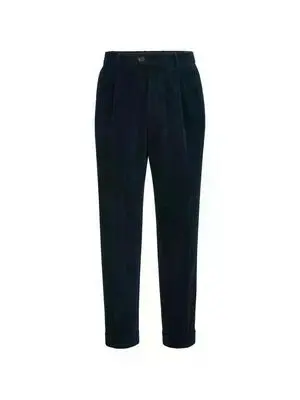 Brunello Cucinelli Garment-dyed Cotton Corduroy Pleated Trousers - Blue
