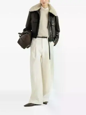 Brunello Cucinelli Mohair, Cotton, And Wool Diamond Yarn English Rib Sweater With Sequins - Neutrals