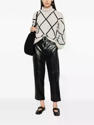 ALLUDE Argyle Pattern Roll Neck Sweater