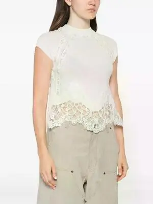 Ermanno Scervino Lace Trim Knit Top - Neutrals