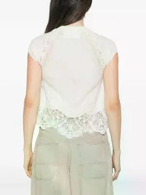 Ermanno Scervino Lace Trim Knit Top - Neutrals