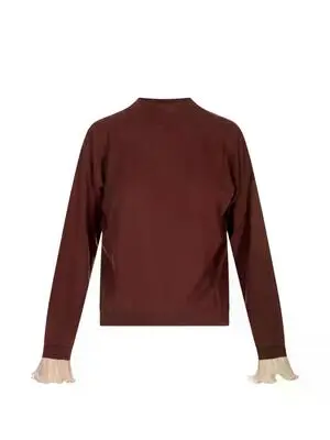 Fabiana Filippi Long-sleeve Ruffle-cuff Sweater - Brown
