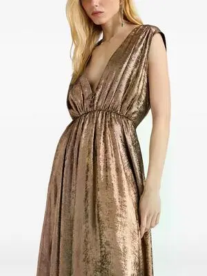 Momoni Ysla Laminated Sleeveless Maxi Dress