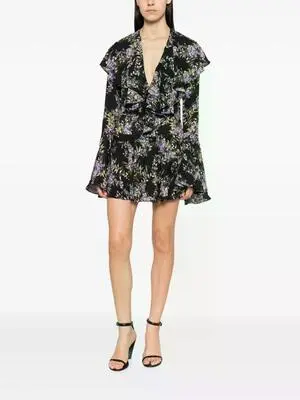 Norma Kamali Ruffled Floral-print Dress - Black