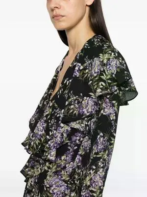 Norma Kamali Floral Print Ruffled Dress