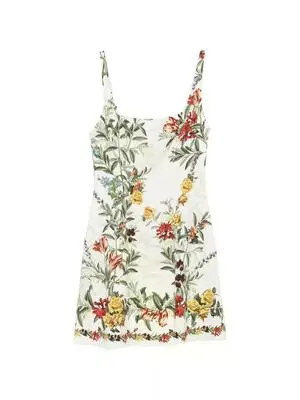 Alice + Olivia Floral Print Square Neck Mini Dress - Neutrals