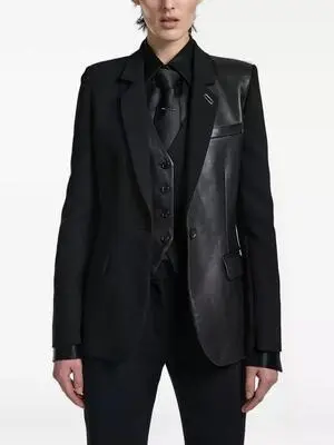 Barbara Bui Crepe Leather-panel Blazer